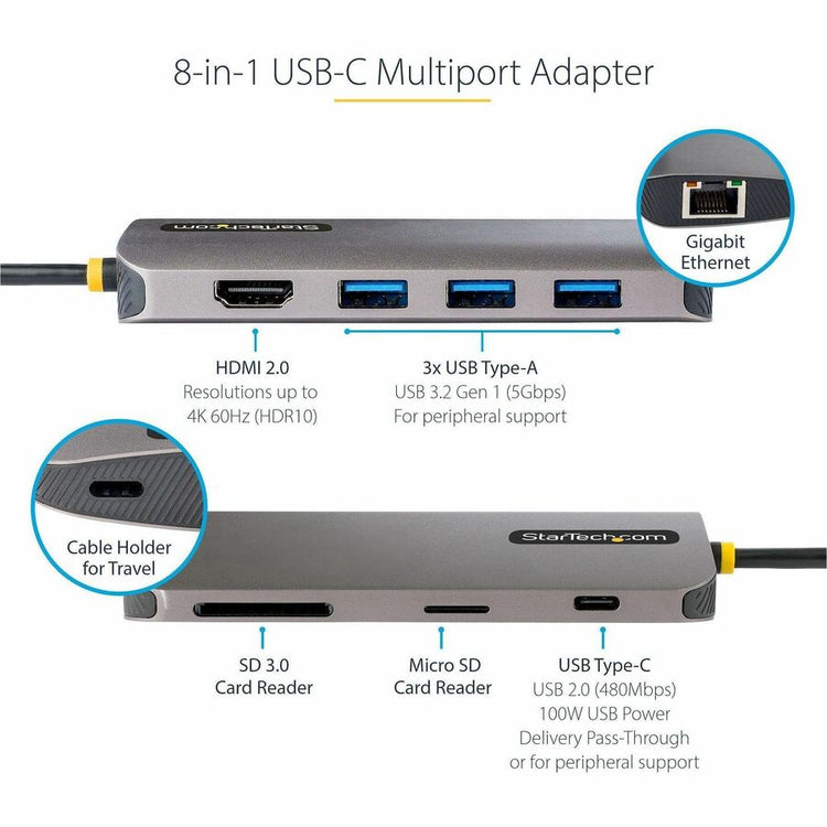 StarTech 115B-USBC-MULTIPORT USB C Multiport Adapter, 4K 60Hz - Dockin ...