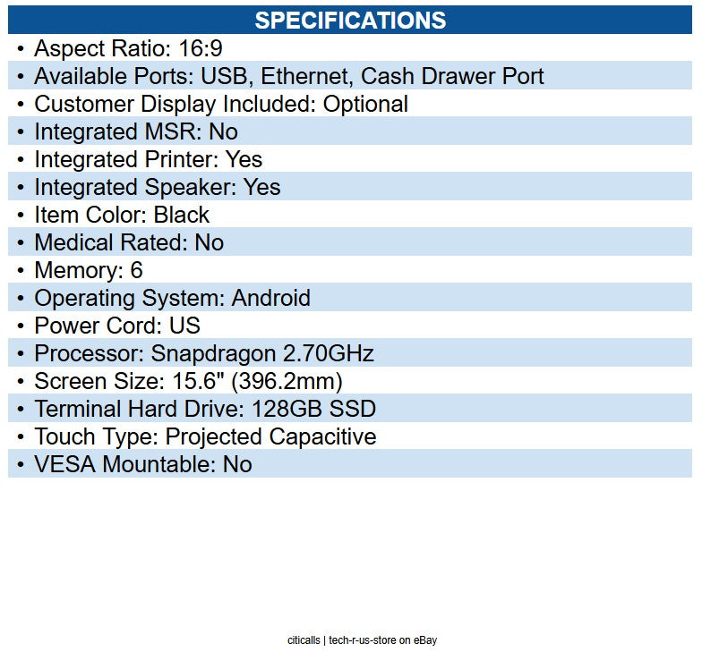 Sunmi Technology P01250008 T3 PRO MAX CN&EN(15.6FHD 6G+128G WIFI NFC 8 – citiCALLS