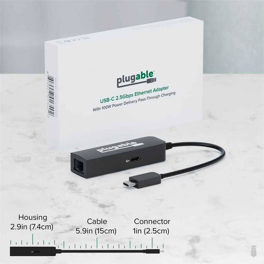 Plugable USBC-E2500PD USB C to Ethernet Adapter 2.5Gb w 100W USB-C PD ...